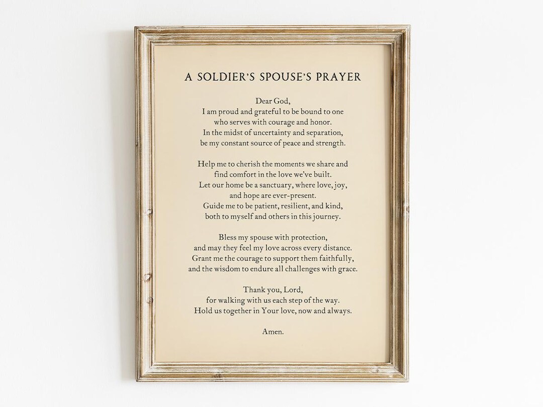 A Soldier's Spouse's Prayer Printable, Digital Download, Army Honouring ...