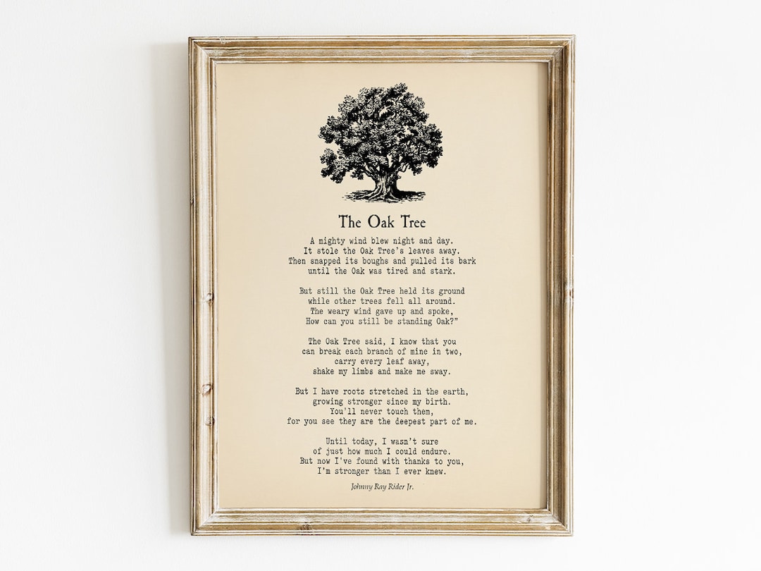 The Oak Tree Poem by Johnny Ray Ryder, Vintage Nature Printable, Tree ...