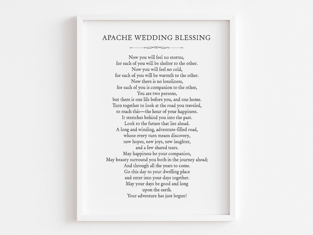Apache Wedding Blessing Now You Will Feel No Storm Printable, Digital ...