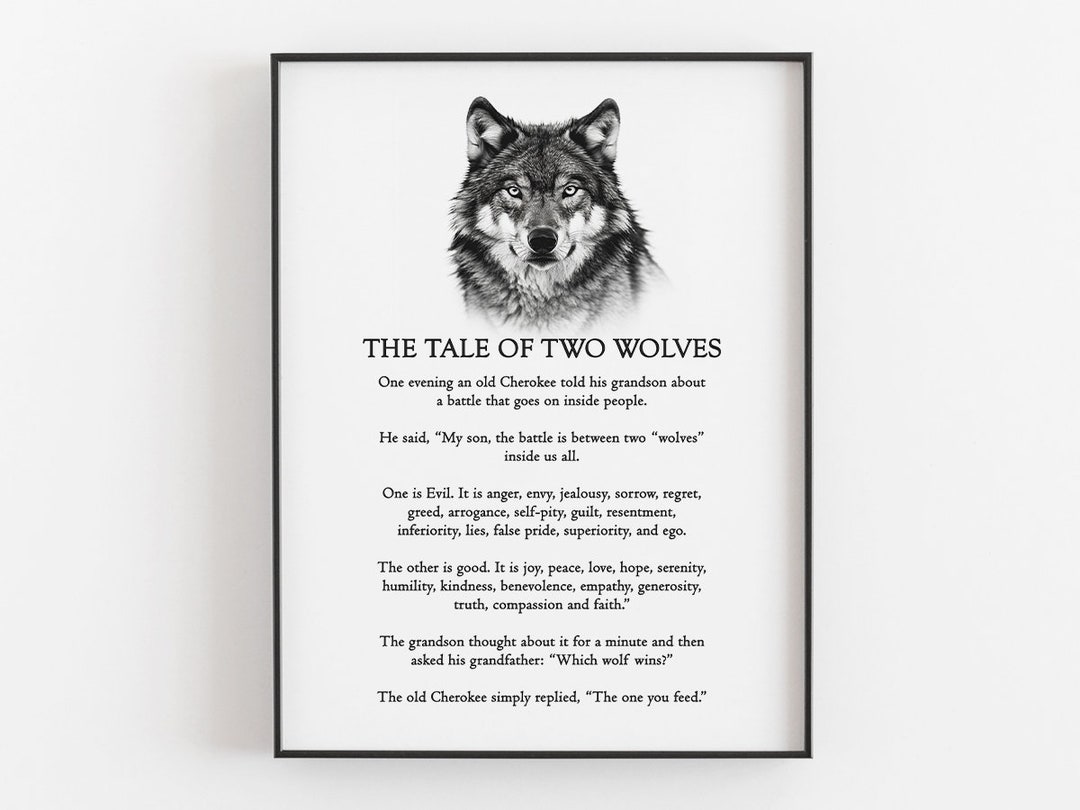 The Tale of Two Wolves Cherokee Legend Printable, Motivational Print ...