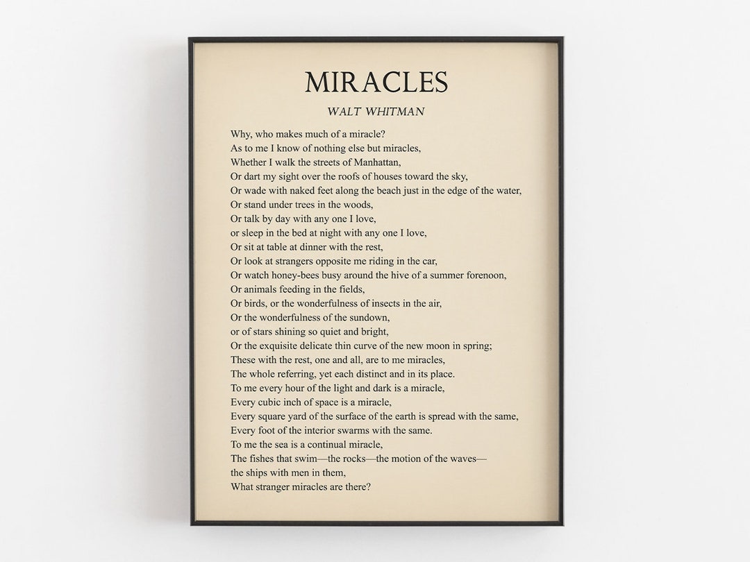 Miracles - Walt Whitman Printable, Digital Download, Vintage Book Page ...