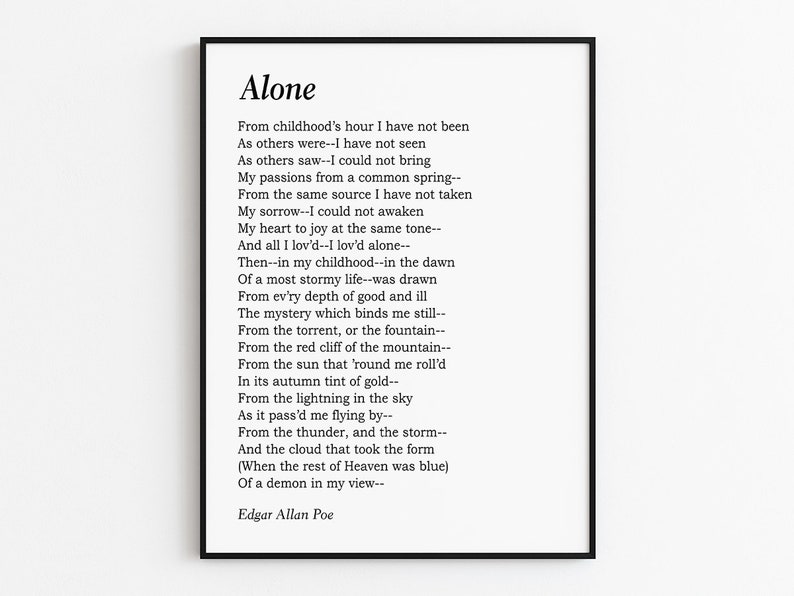 Alone Poem by Edgar Allan Poe Printable, Solitude Print Digital ...
