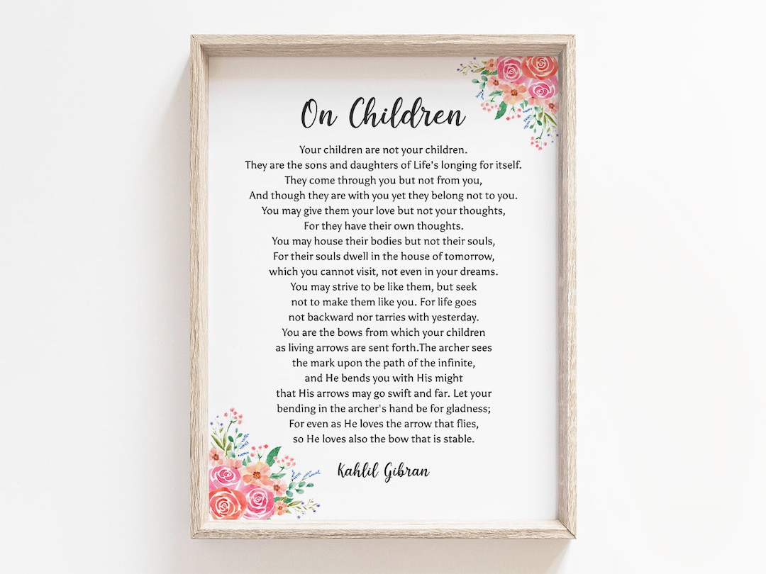 On Children Poem by Kahlil Gibran Printable, Nursery Print, Digital ...