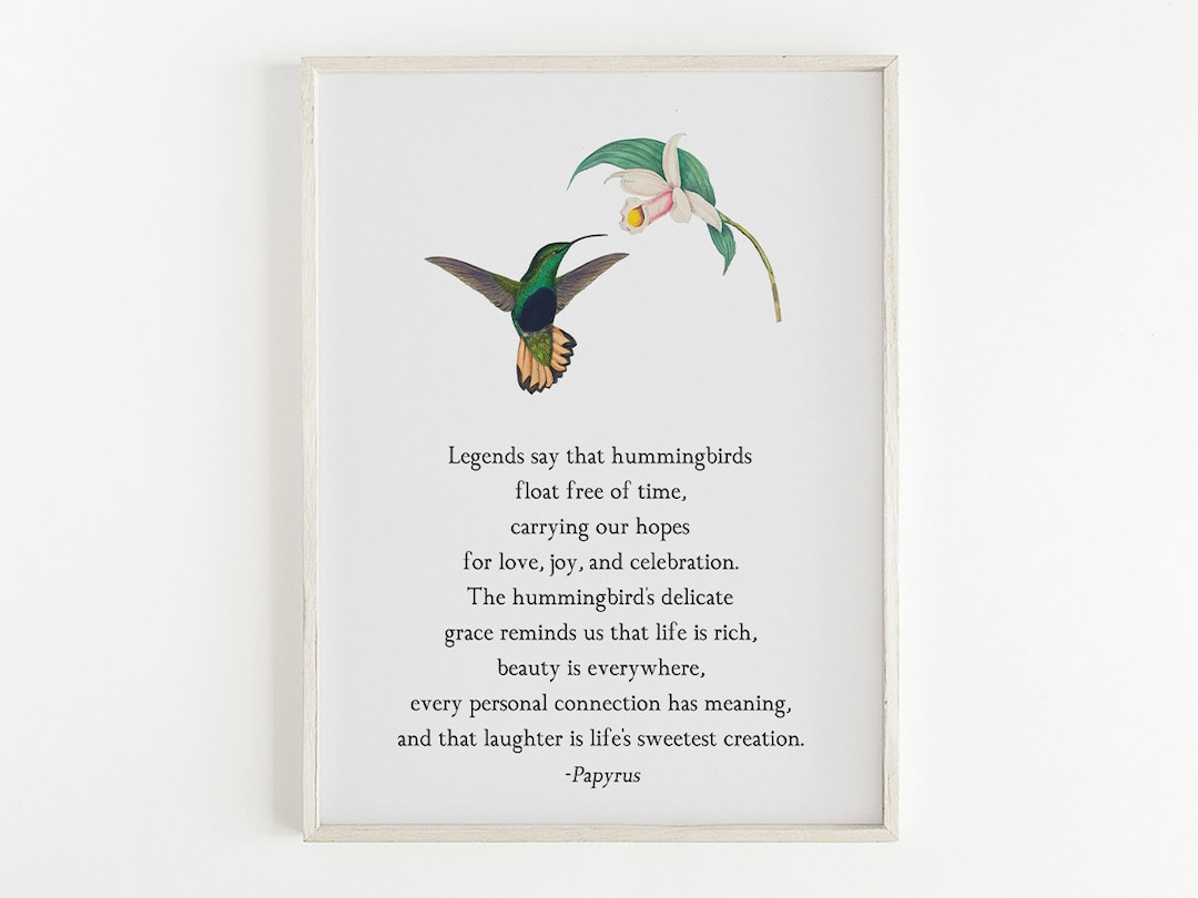 Legends Say That Hummingbird Poem - Papyrus Printable, Home Entryway ...