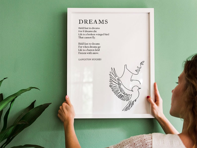 Dreams Poem by Langston Hughes Printable, Inspirational Poetry Wall Art ...