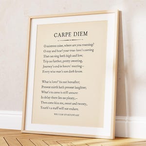 Carpe Diem Poem by William Shakespeare Printable, Digital Download ...