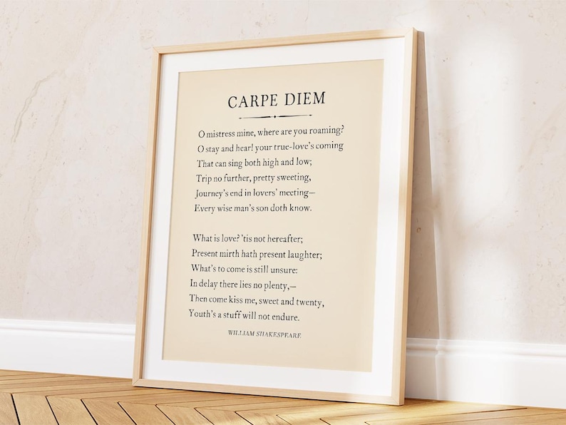 Carpe Diem Poem by William Shakespeare Printable, Digital Download ...