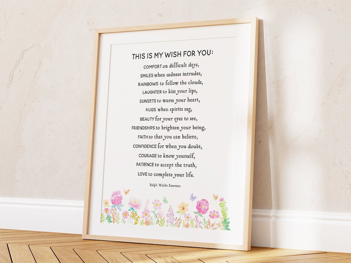This is My Wish for You Poem by Ralph Waldo Emerson Printable, Literary ...