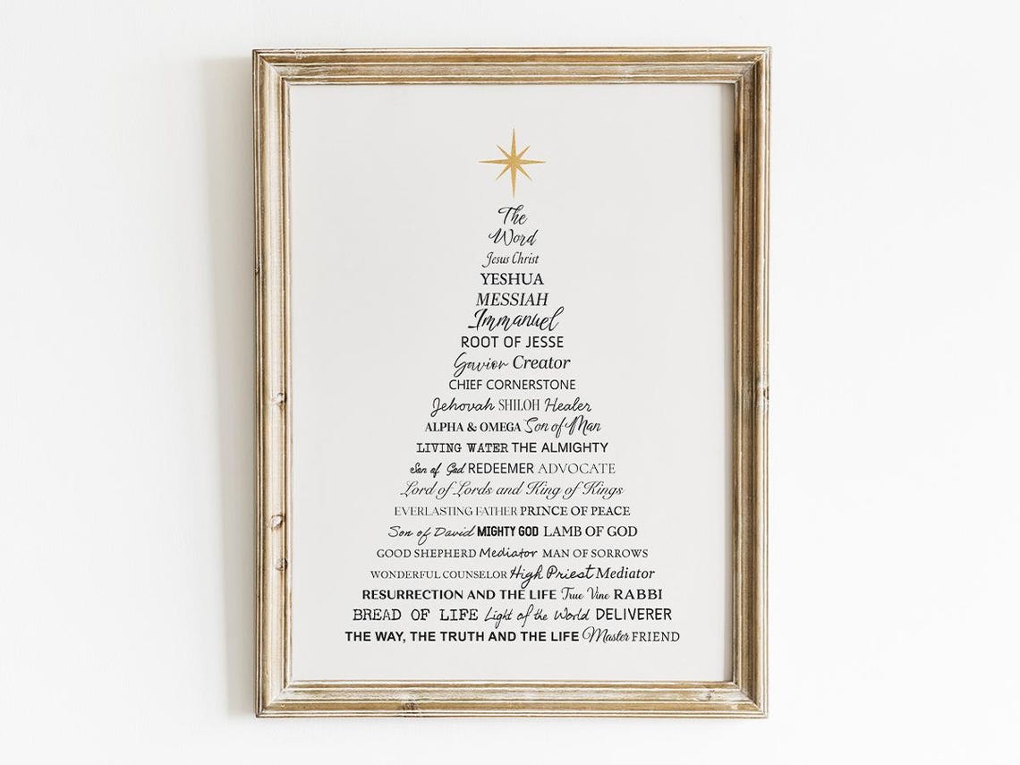Names of Jesus Christ Bible Verse Printable, Christmas Tree Scripture ...