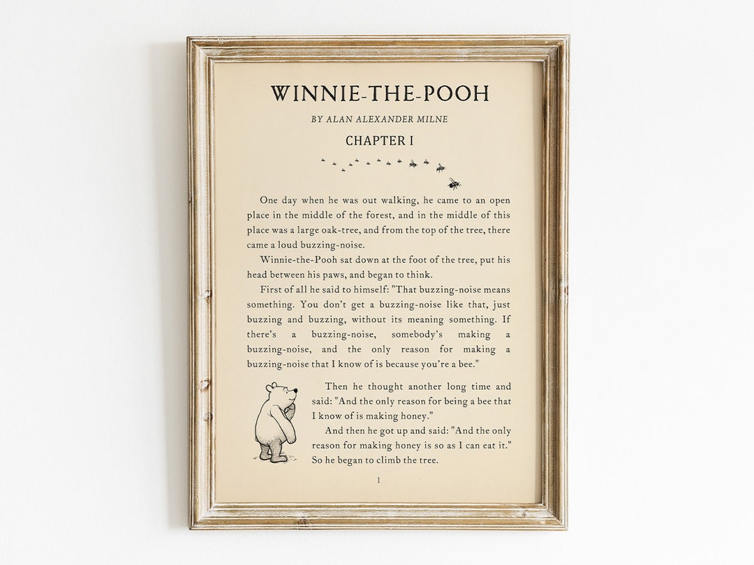 Winnie the Pooh Book First Page Chapter 1 A.A. Milne Vintage Printable ...