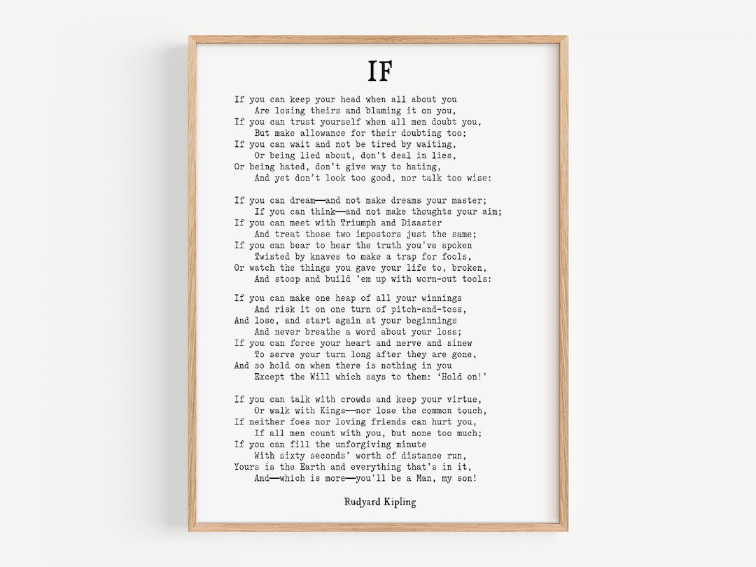If Poem by Rudyard Kipling Printable, Inspirational Student Wall Art ...