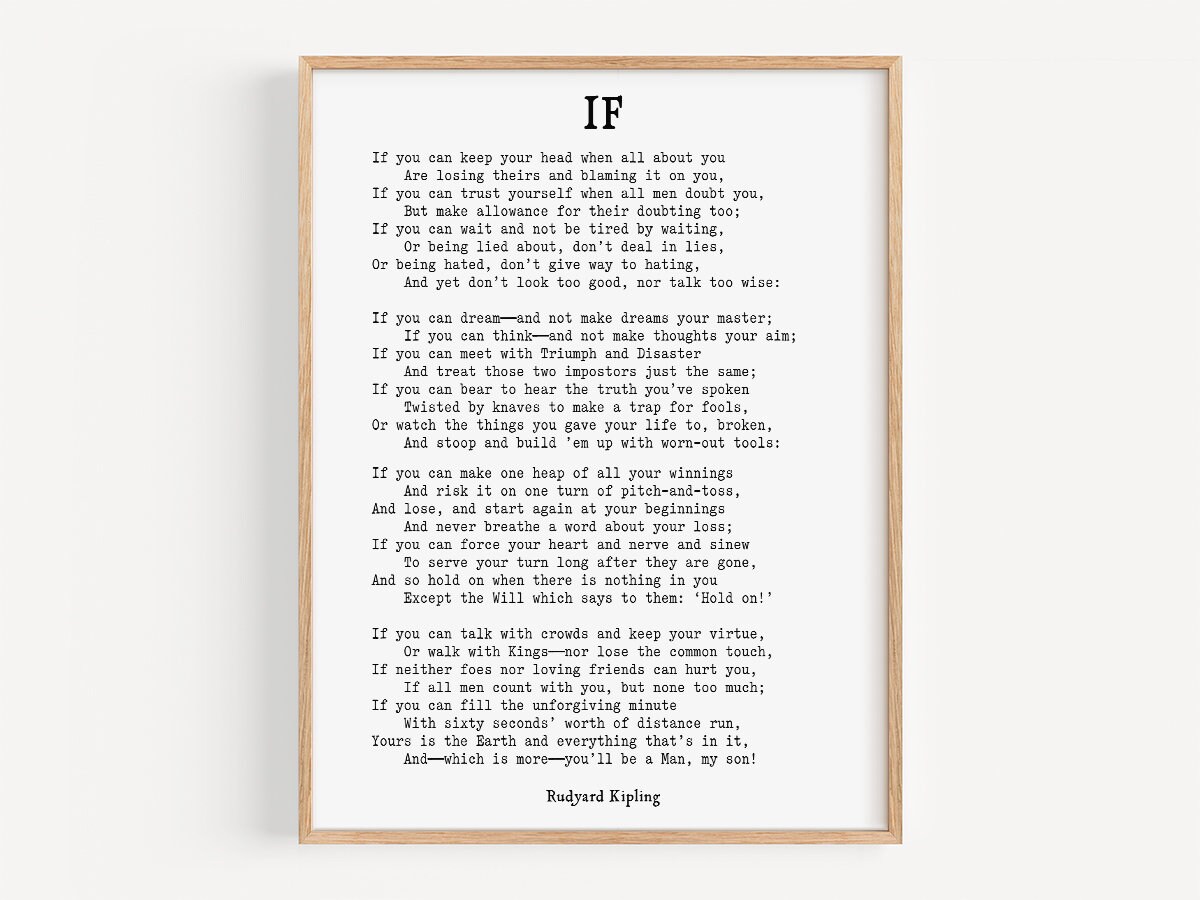 If Poem by Rudyard Kipling Printable, Inspirational Student Wall Art ...