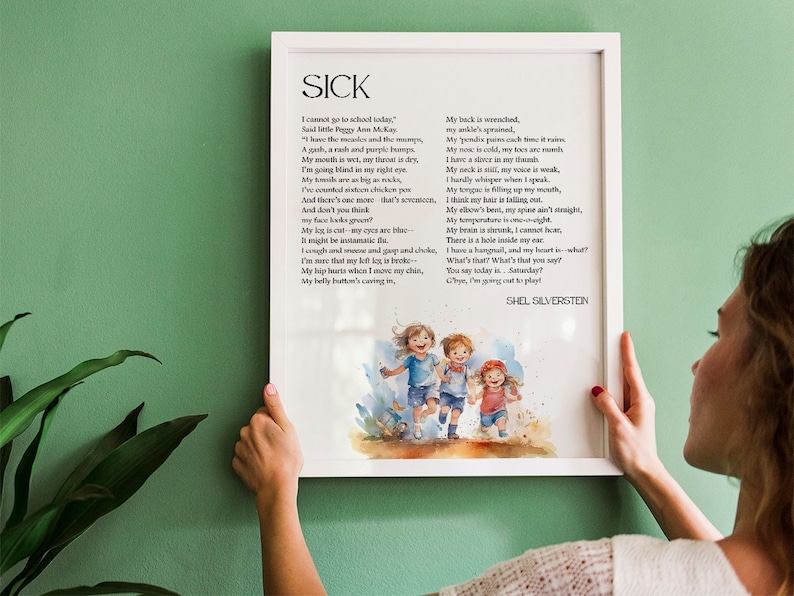 Sick Poem by Shel Silverstein Printable, Weekend Fun Digital Download ...