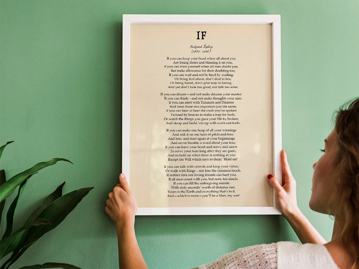 If Poem by Rudyard Kipling Printable, Vintage Inspire Student Wall Art ...