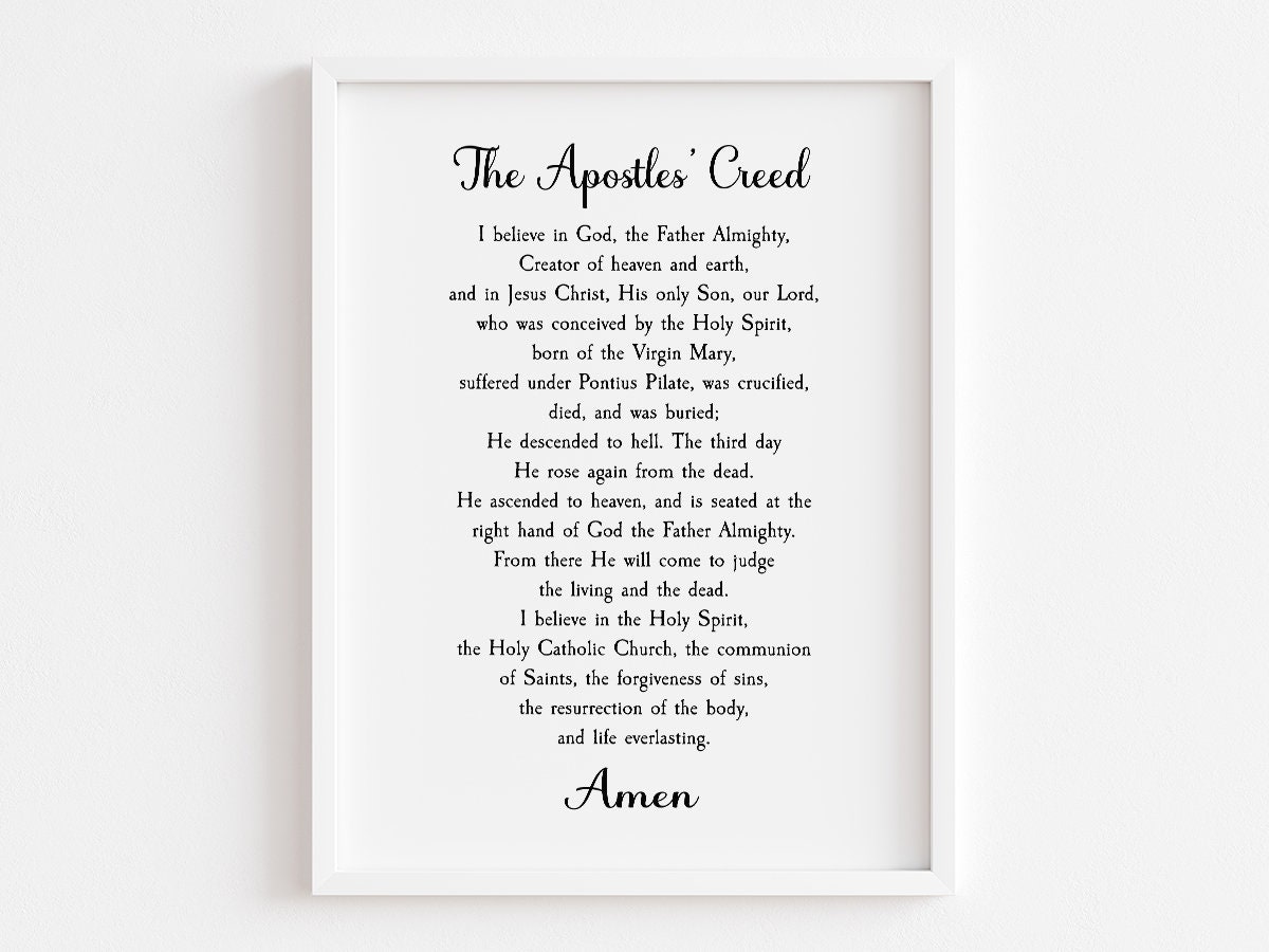 The Apostles Creed Prayer Printable, Catholic Print, Digital Download ...