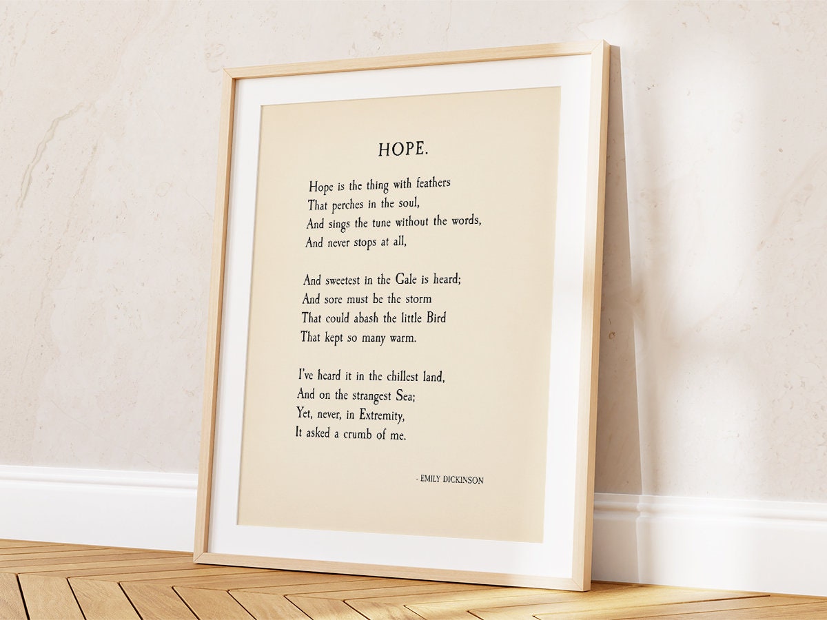 Hope Poem by Emily Dickinson, Vintage Printable, Digital Download ...