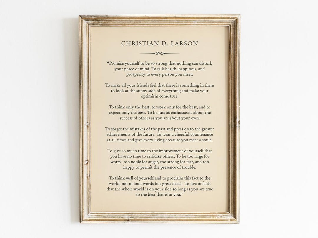 Promise Yourself Poem - Christian D Larson Printable, Digital Download ...