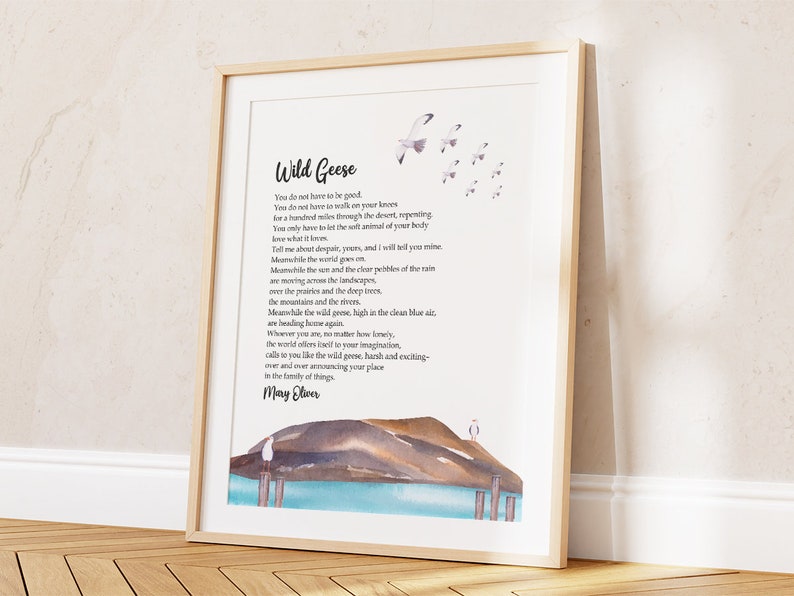 Wild Geese Poem by Mary Oliver Printable, Typography Poetry Print ...