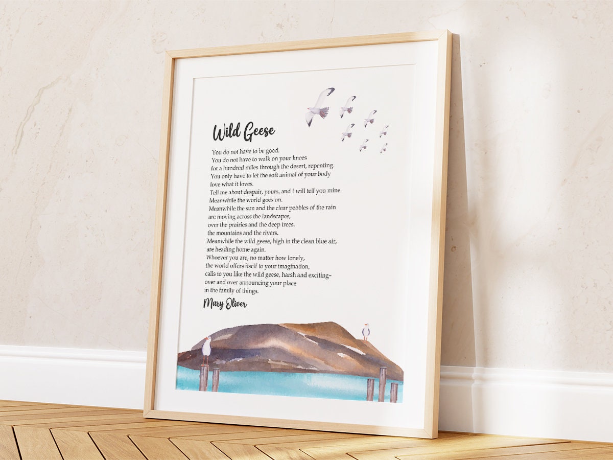 Wild Geese Poem by Mary Oliver Printable, Typography Poetry Print ...