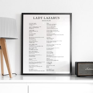 Lady Lazarus Poem - Sylvia Plath Printable, Digital Download, Literary ...