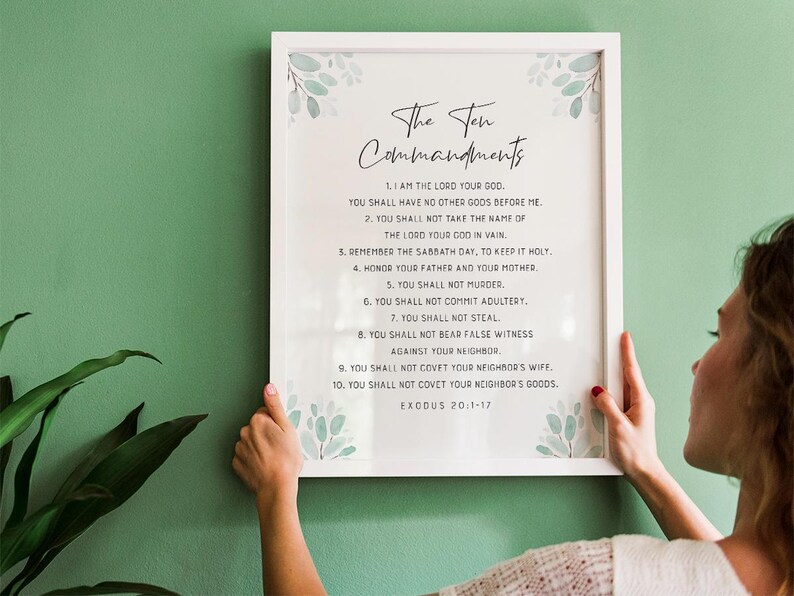 The Ten Commandments Exodus 20:1-17 Bible Verse Printable, Digital ...