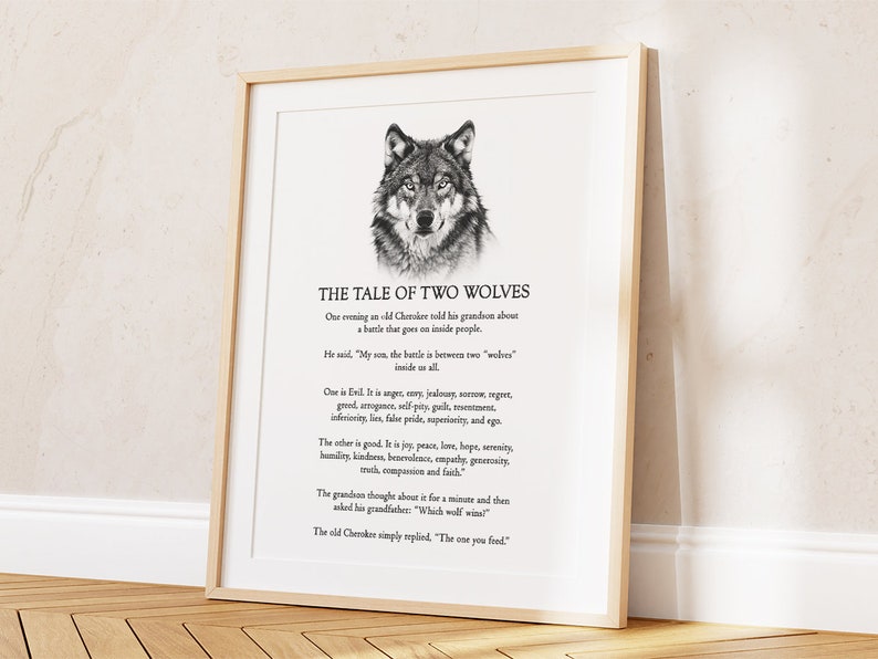 The Tale of Two Wolves - Cherokee Legend Printable, Motivational Print ...