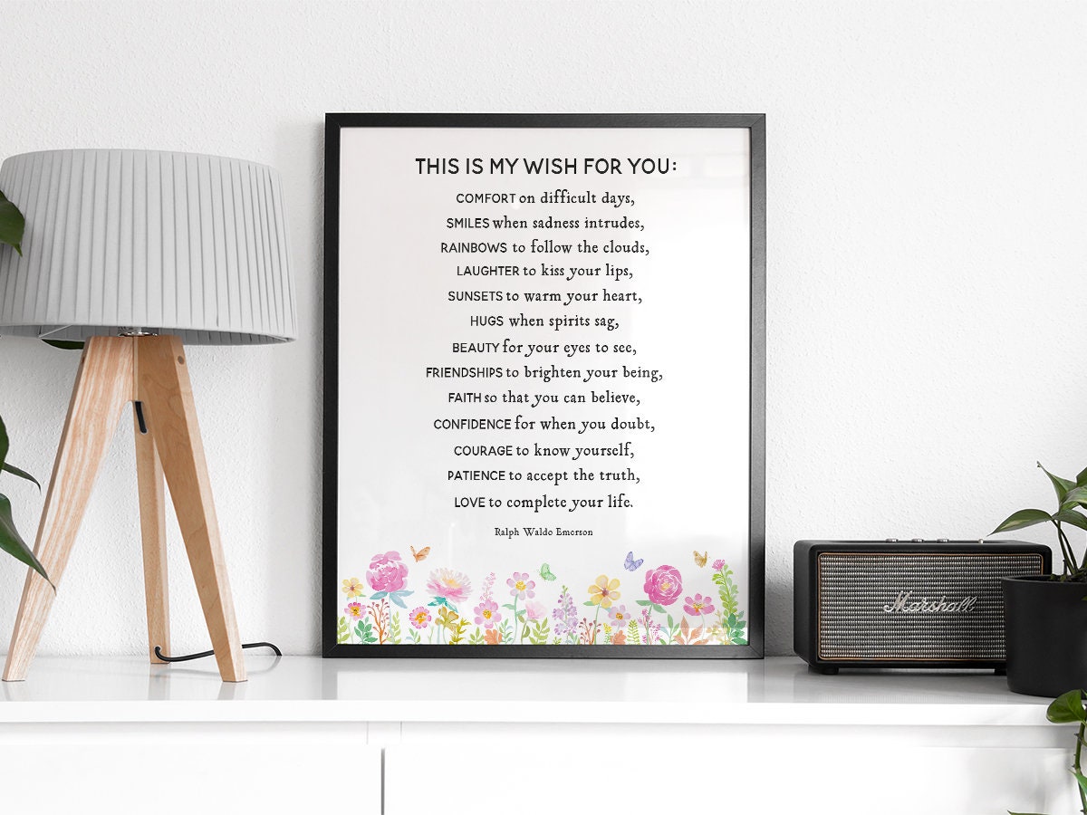 This is My Wish for You Poem by Ralph Waldo Emerson Printable, Literary ...