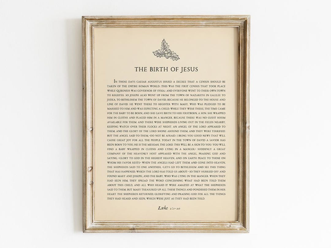Luke 2:1-20 the Birth of Jesus Christmas Story Bible Verse Printable ...