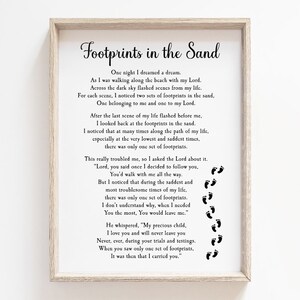 Footprints in the Sand Poem Printable, Typography Literature Print ...