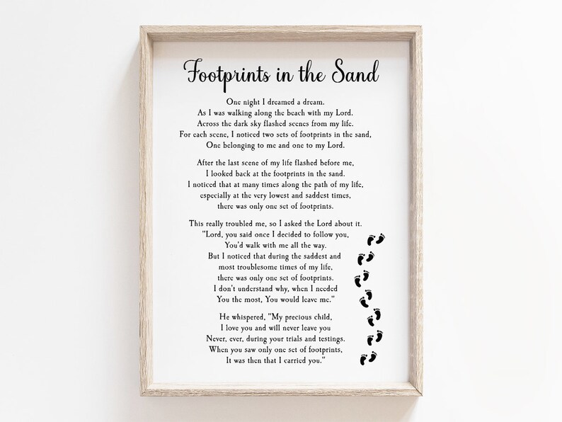 Footprints in the Sand Poem Printable, Typography Literature Print ...