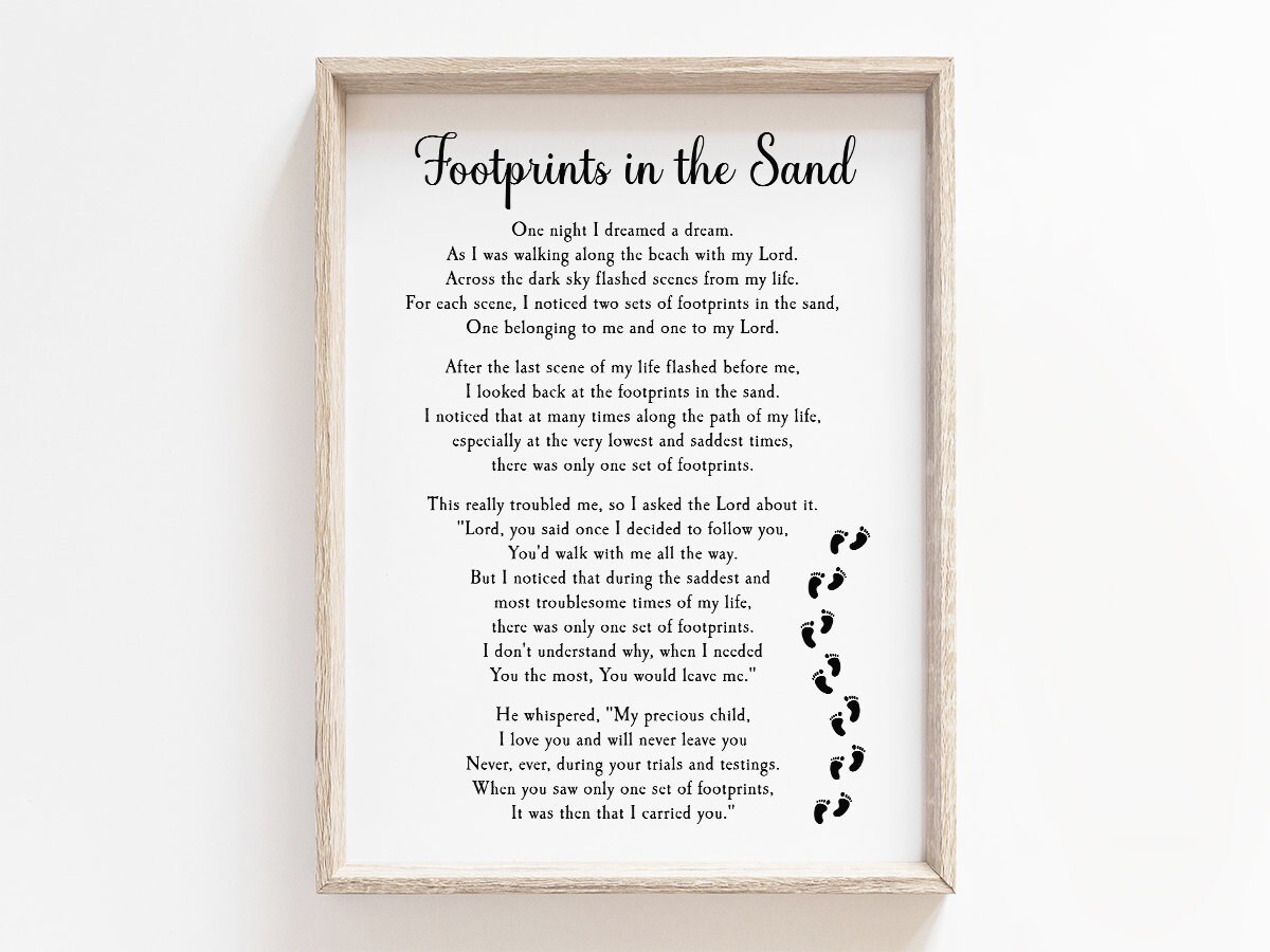 Footprints in the Sand Poem Printable, Typography Literature Print ...