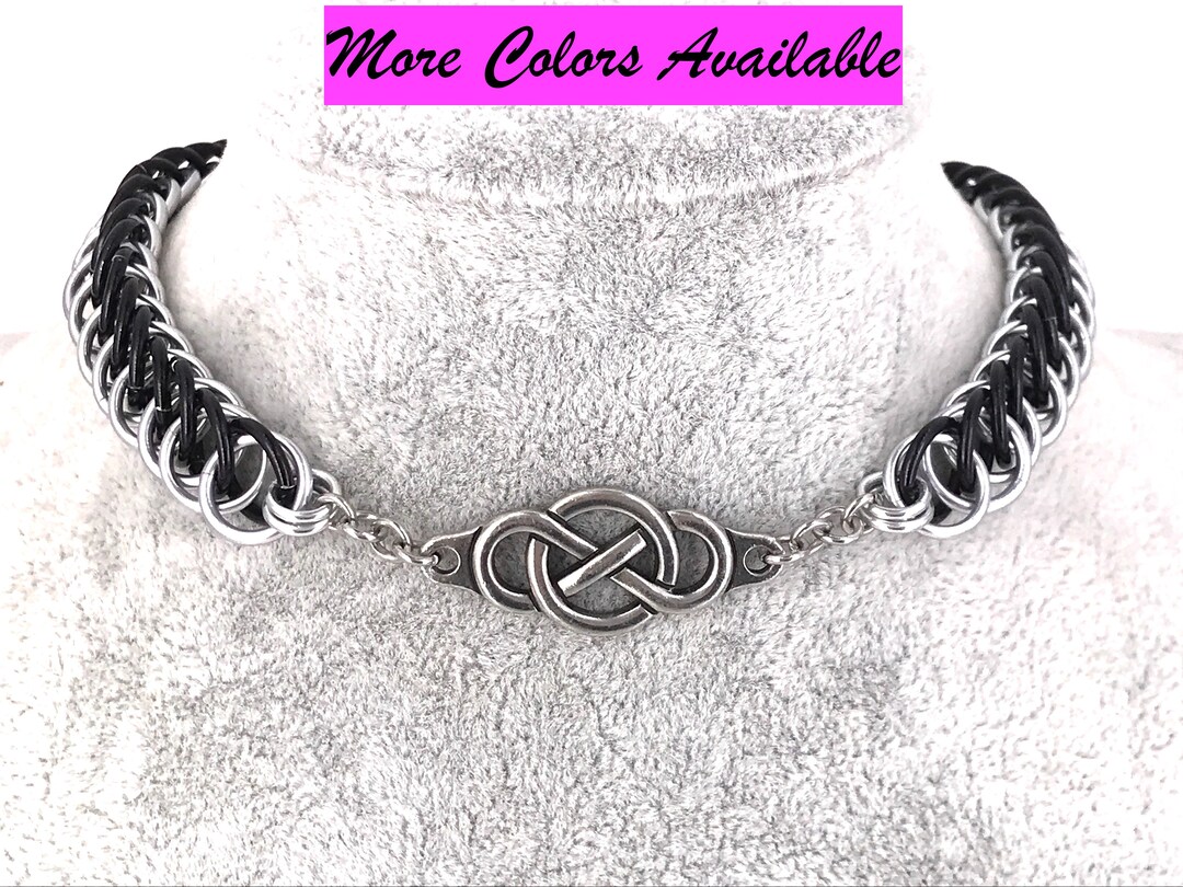 Customizable Locked Infinity Day Collar, Anodized Aluminum Chainmaille ...
