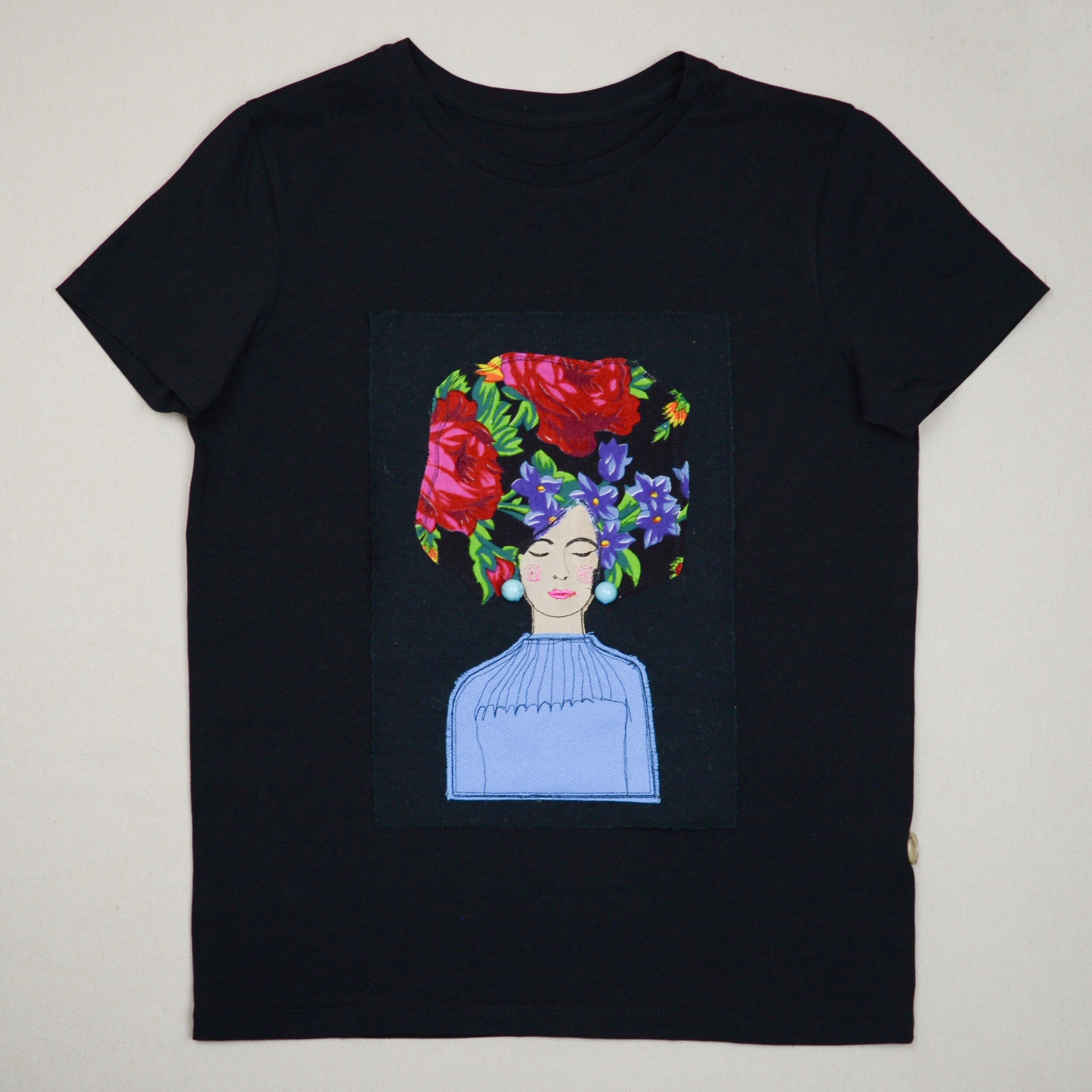 Embroidered T-shirt Women Flowers Shirt With Embroidery 3D - Etsy