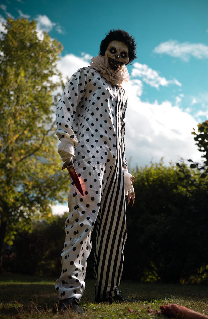 Terrifying Creepypasta Laughing Jack Clown Monster Costume Full Body ...