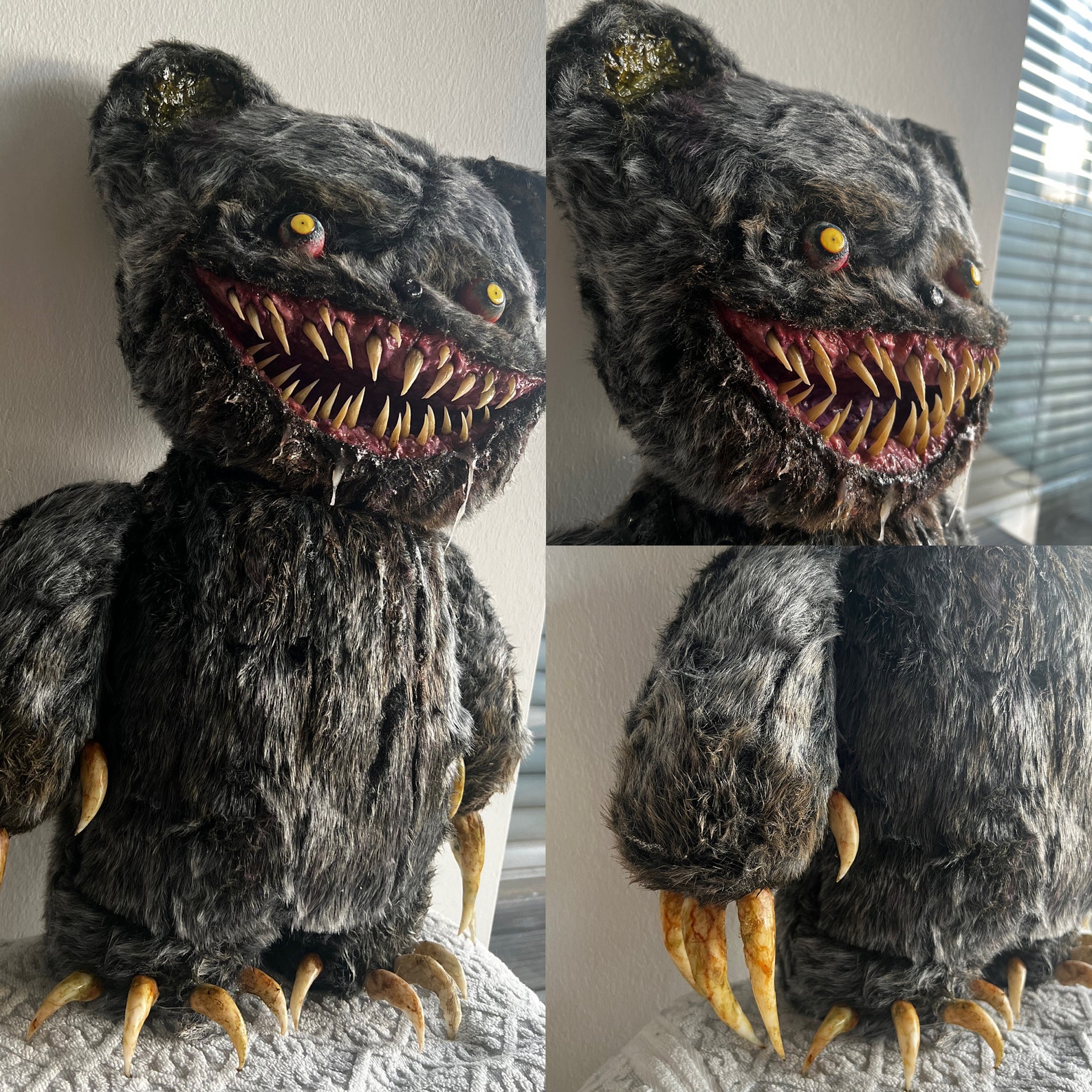 Bloodthirsty Grey Monster Teddy Bear Krampus Inspired Claws Horror ...
