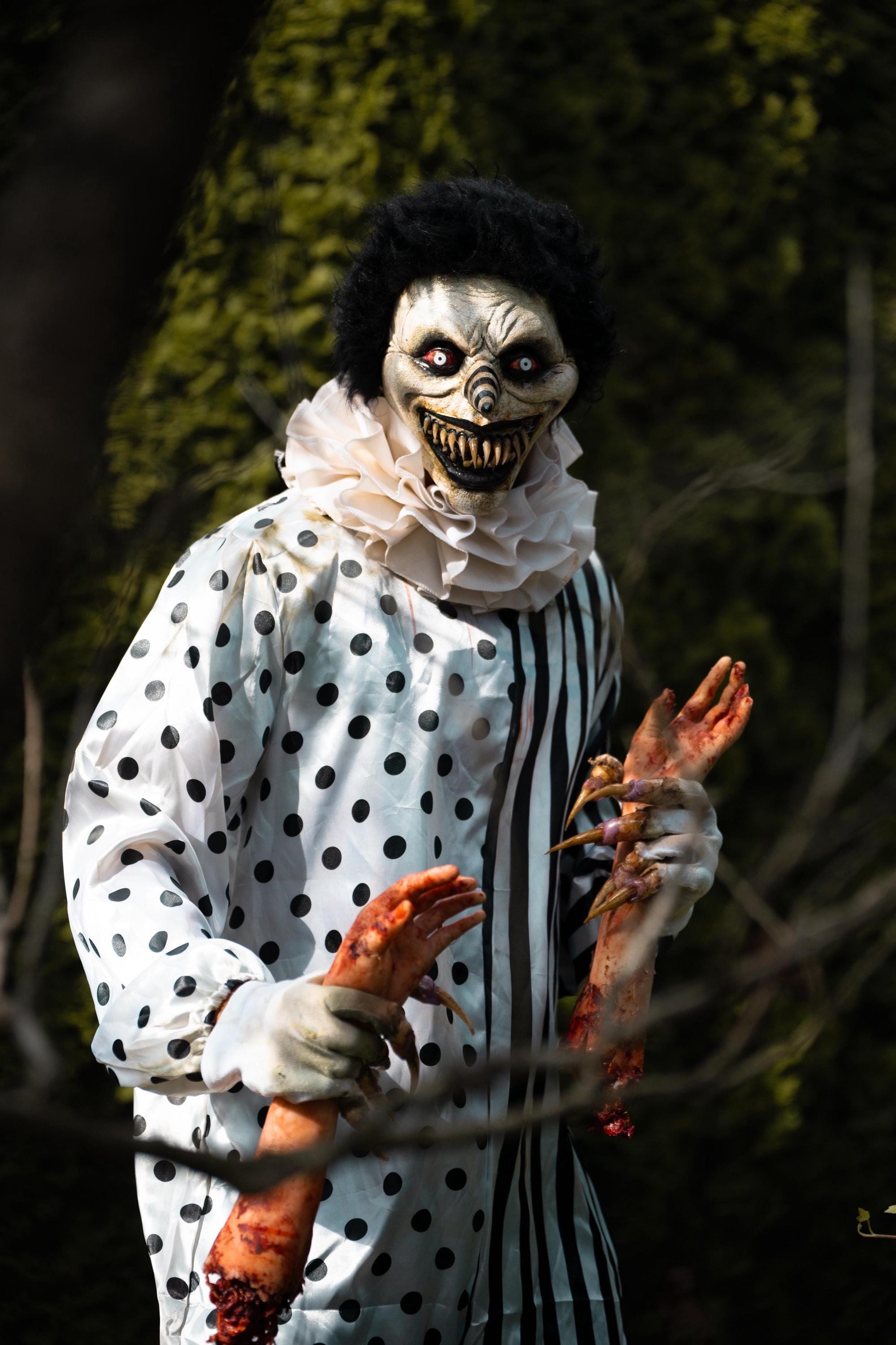 Terrifying Creepypasta Laughing Jack Clown Monster Costume Full Body ...