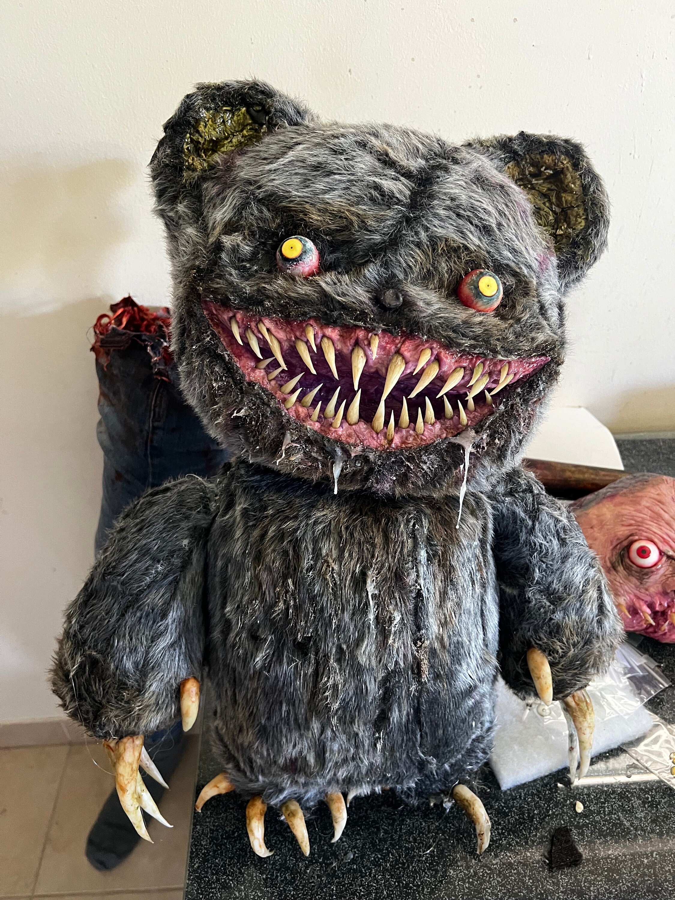 Bloodthirsty Grey Monster Teddy Bear Krampus Inspired Claws Horror Movie Scary 80s Halloween ...