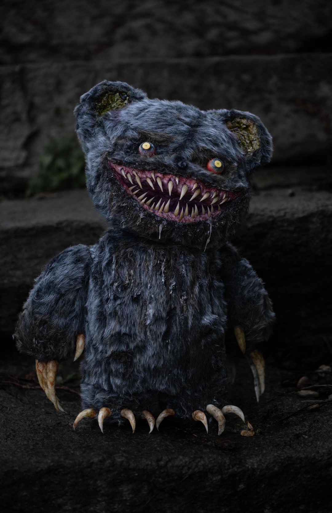 Bloodthirsty Grey Monster Teddy Bear Krampus Inspired Claws Horror ...