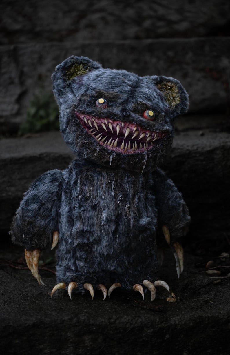 Bloodthirsty Grey Monster Teddy Bear Krampus Inspired Claws Horror ...