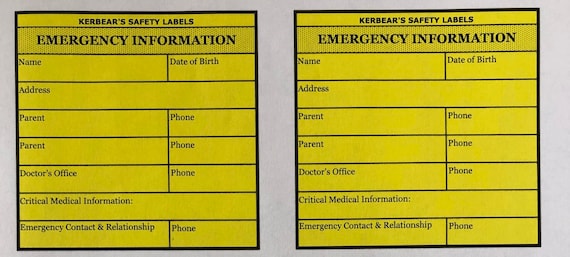 Set of 2 Personalized & Laminated Emergency Identification - Etsy