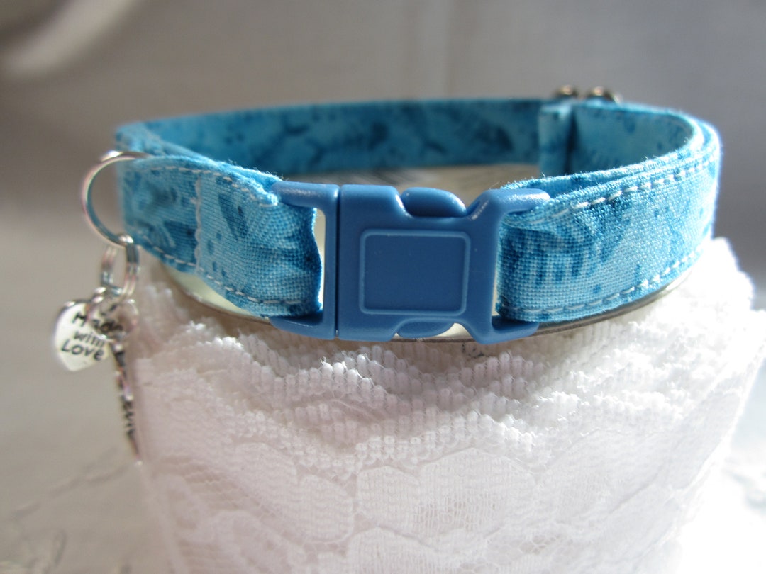 Blue Fish Bones Soft Cat Collar - Etsy