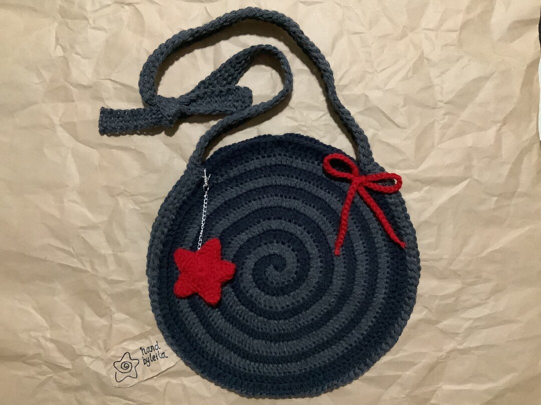 Crochet Spiral Bag Grey Crochet Bag Crochet Star Keychain - Etsy