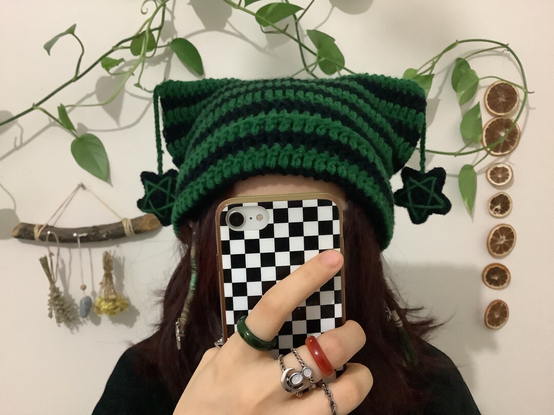 Cat Ear Beanie,star Beanie,crochet Beanie,cat Hat,bunny Hat,striped ...