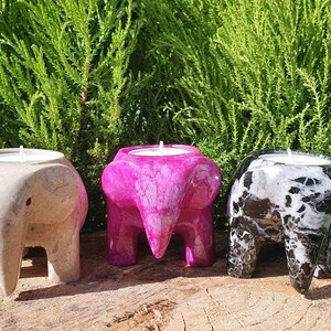 Marble Elephant Tea Light Holders Elephantscandle Holders | Etsy