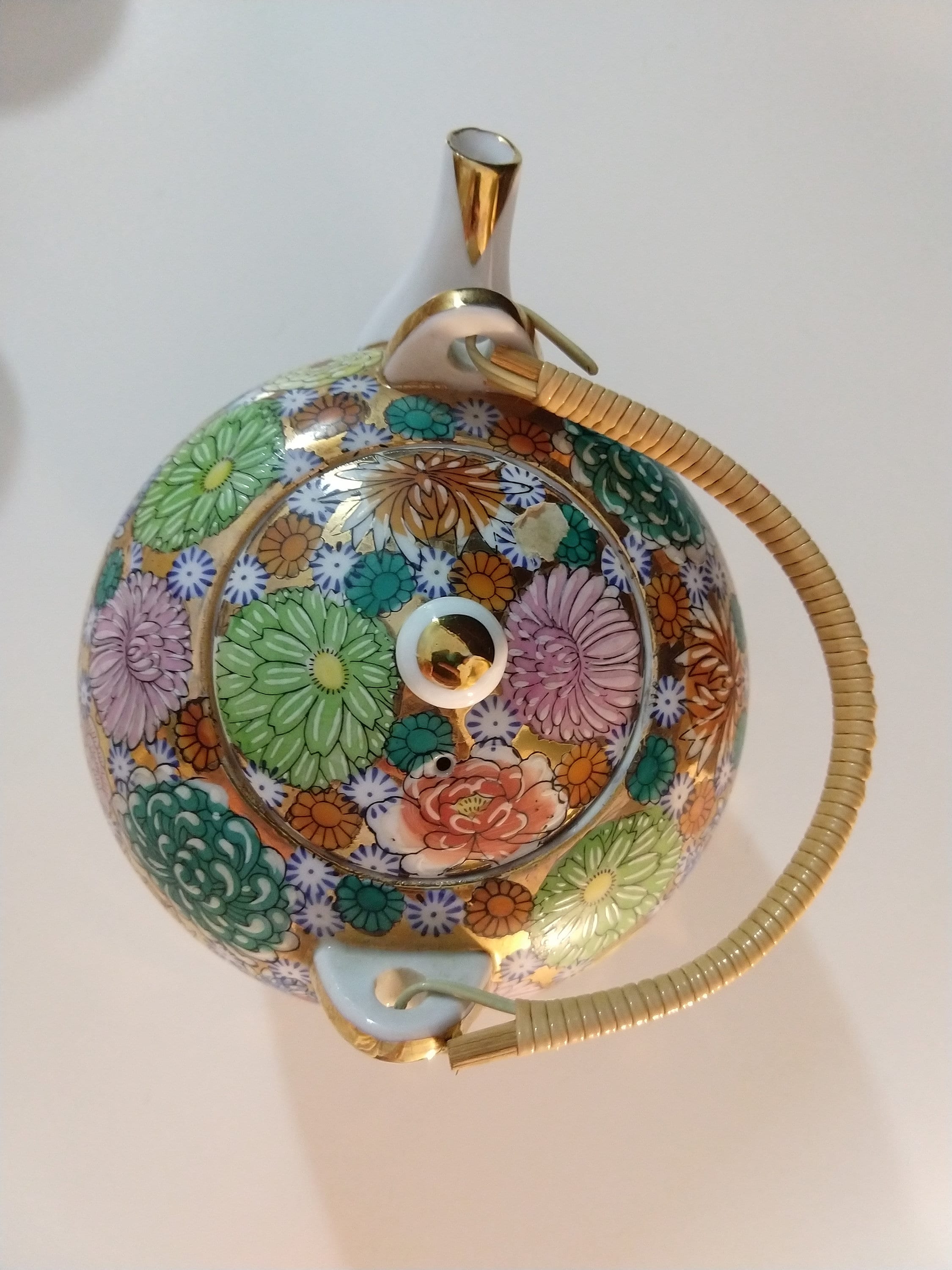 Vintage Antique Japanese Tea Set Tea Pot Six Cups With Lids - Etsy