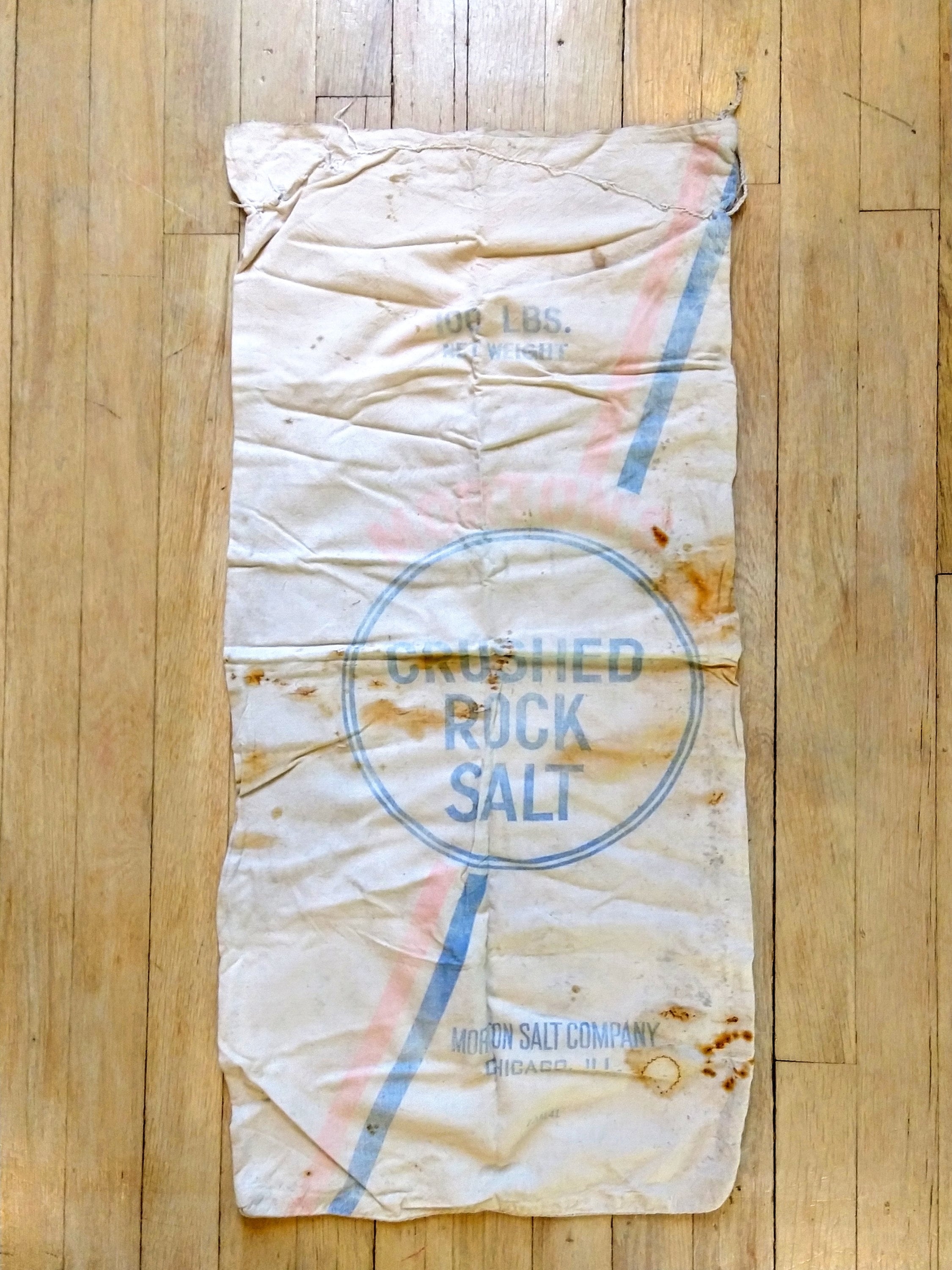 Antique/vintage 1920s 100 Pound Salt Bag Rustic Muslin Sack Morton Salt ...