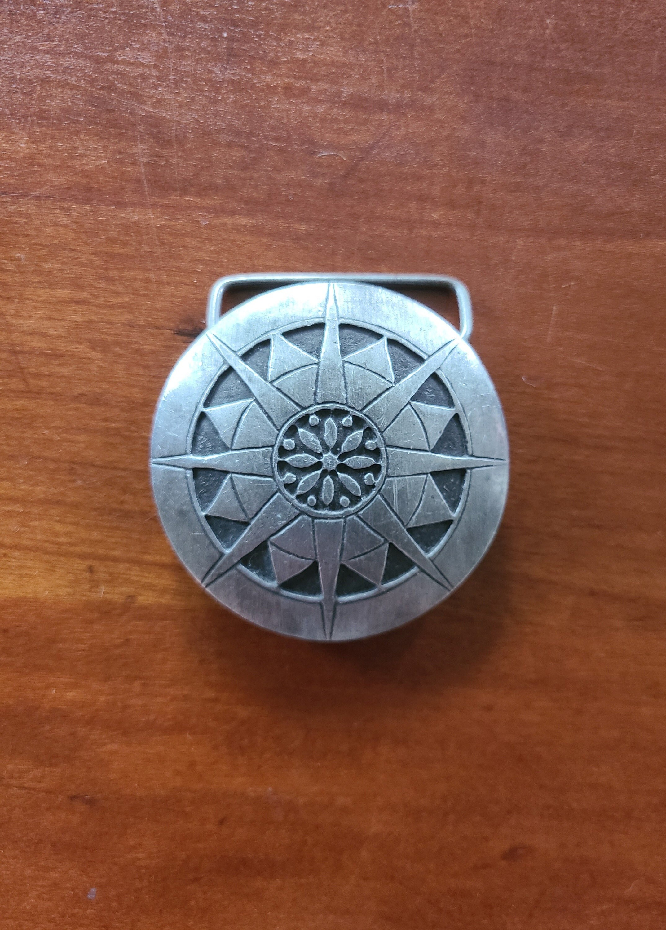 Vintage 1970s La Venta Belt Buckle Bloomington IN Compass Design - Etsy