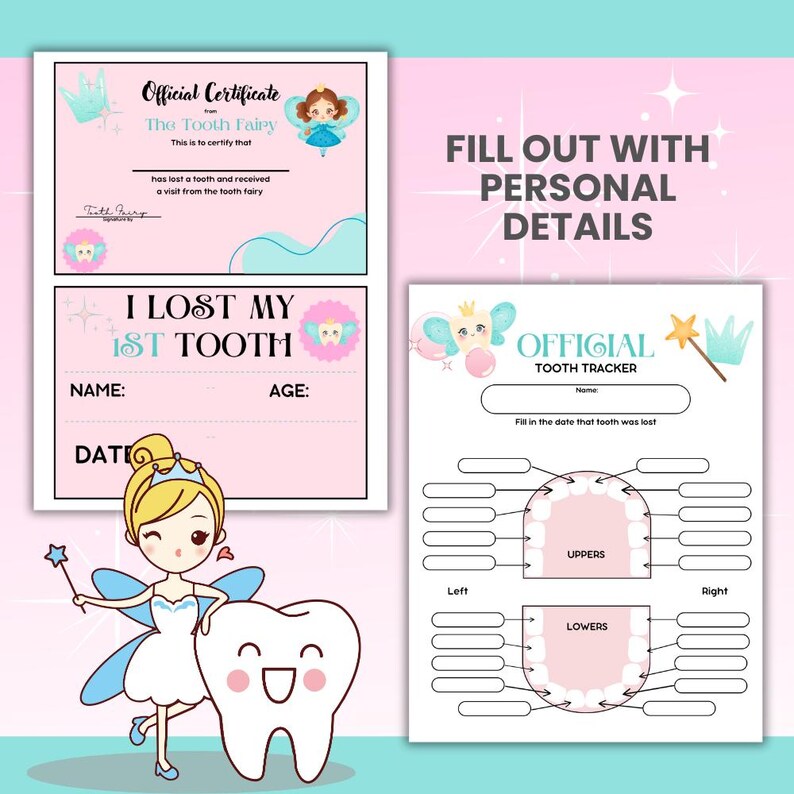 Printable PDF Tooth Fairy Kit- Tooth Fairy Letter- Colouring Pages ...