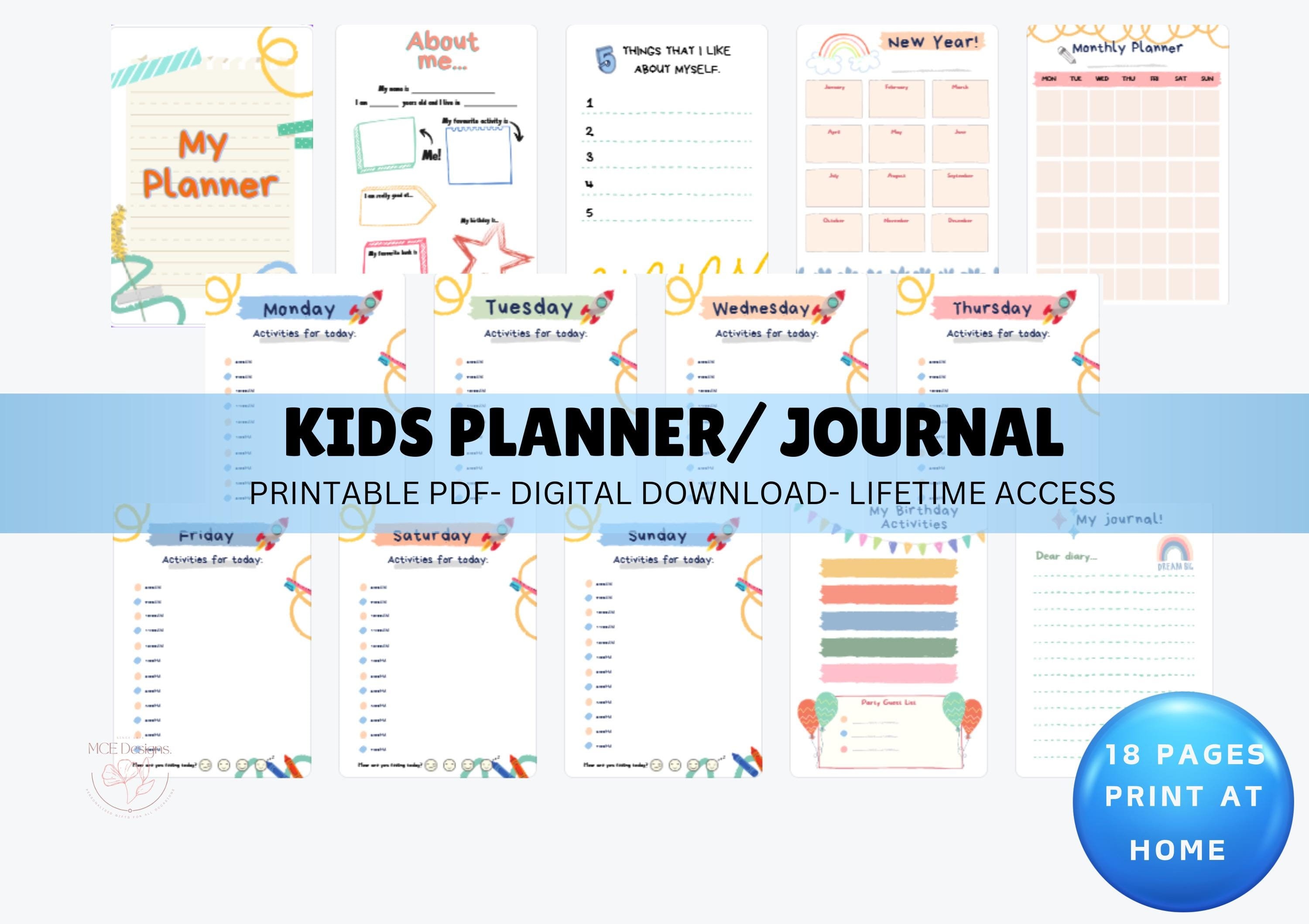 Fun Kids Digital Planner, Daily Planner for Children, Weekly Planner ...