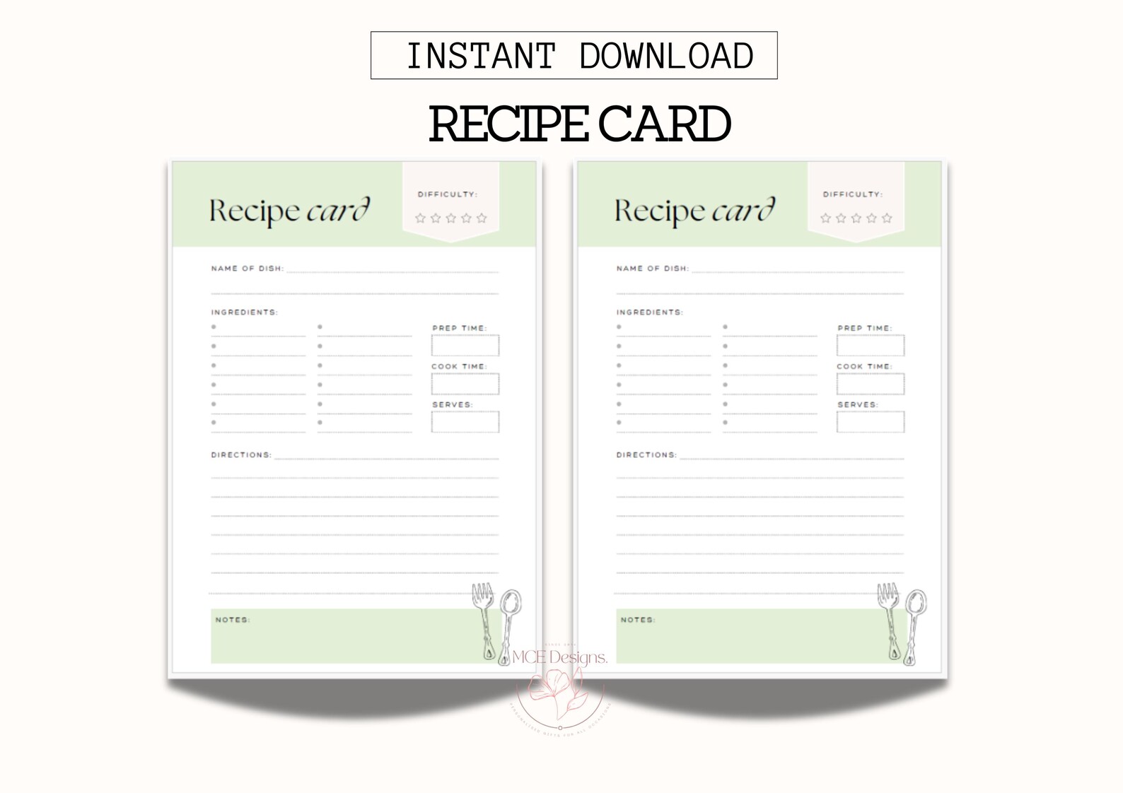 Editable Recipe Card Book Printable Template, Blank Recipe Page ...